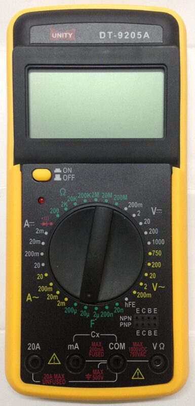 Unity Branded Digital Multimeter DT9205A With Capacitance Current ...